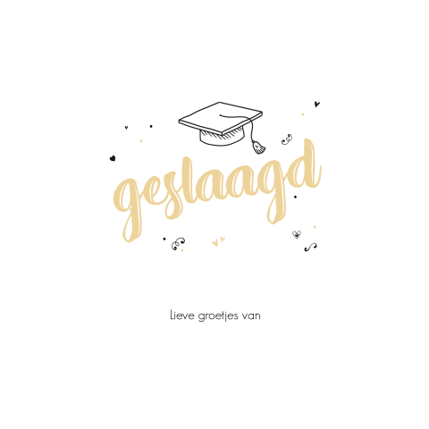 Geslaagd kaart met afstudeer hoed