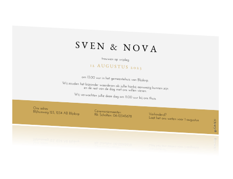 Foto trouwkaart met écht label en touw