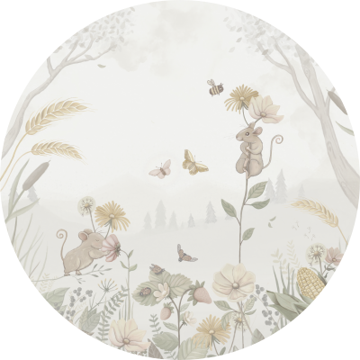 Jollein behangcirkel Dreamy Mouse met muisjes tussen bloemen