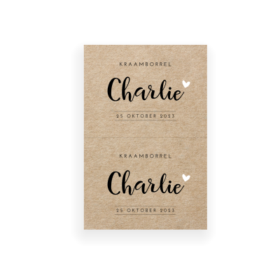 DIY mini kaartje karton look voor kraamborrel