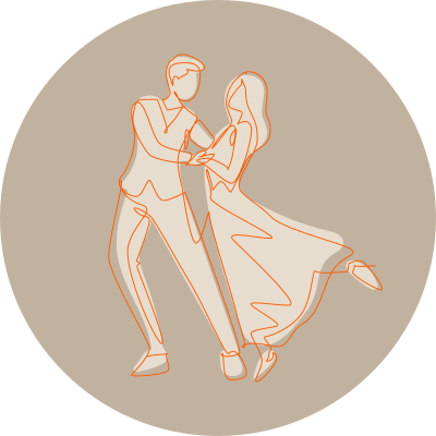 Lijntekening dansend bruidspaar sluitzegel