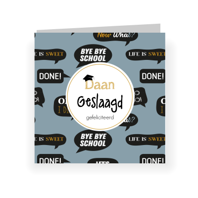 Geslaagd kaart diploma school jongen