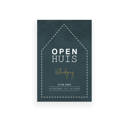 Moderne zakelijke uitnodiging open huis met huisje en eigen logo