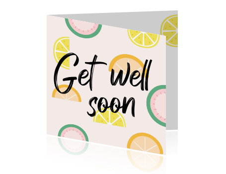 Beterschapskaart met fruit en get well soon